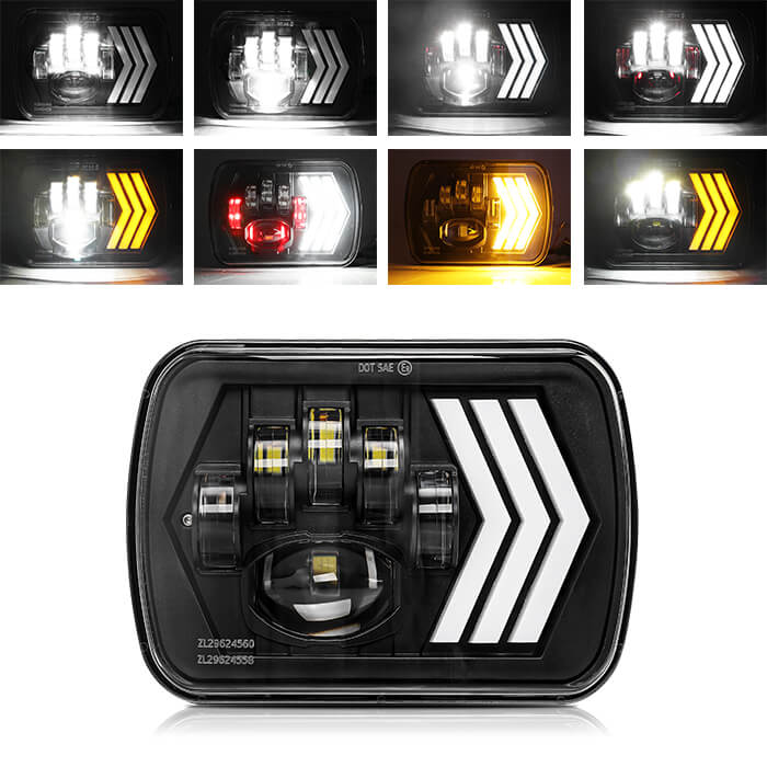 5x7 Arrow DRL Dynamic Sequential Turn Signal Led Headlight JG-T006 from ...